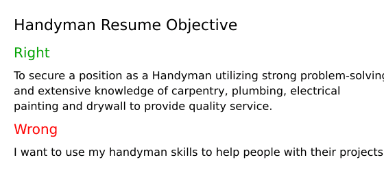 Top 18 Handyman Resume Objective Examples | ResumeCat