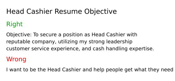 Top 17 Head Cashier Resume Objective Examples | ResumeCat