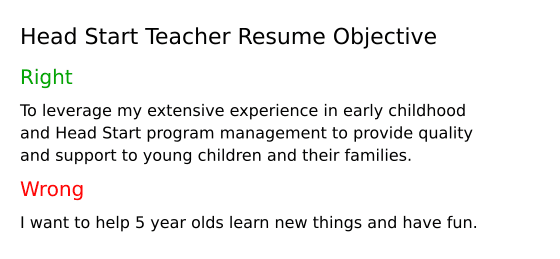 Top 16 Head Start Teacher Resume Objective Examples