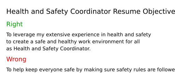 Top 17 Health and Safety Coordinator Resume Objective Examples
