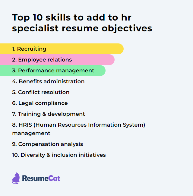 Top 18 HR Specialist Resume Objective Examples | ResumeCat