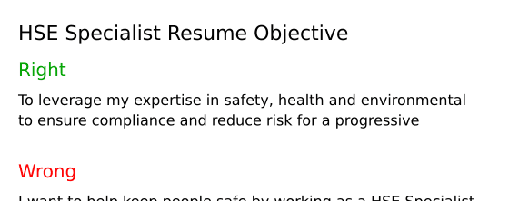 Top 16 HSE Specialist Resume Objective Examples | ResumeCat