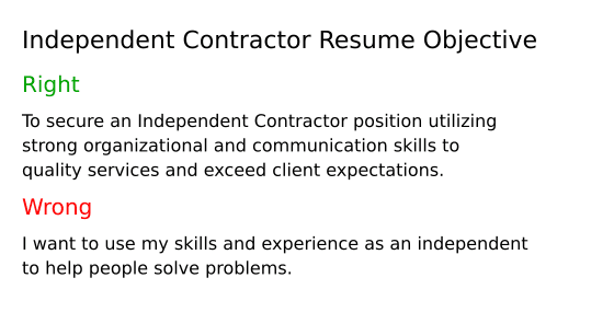 Top 18 Independent Contractor Resume Objective Examples