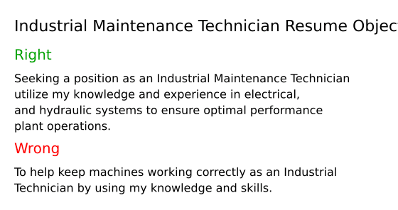 Top 17 Industrial Maintenance Technician Resume Objective Examples