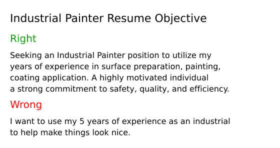 Top 17 Industrial Painter Resume Objective Examples