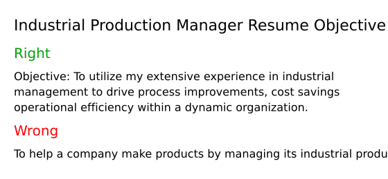 Top 17 Industrial Production Manager Resume Objective Examples