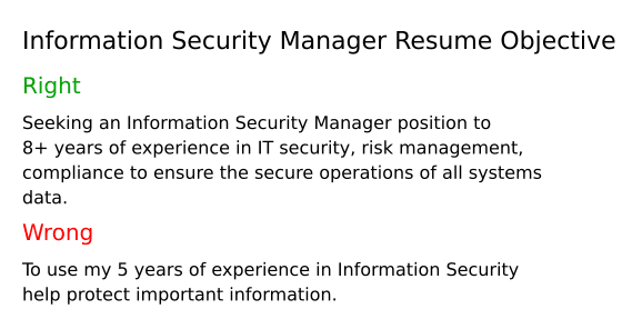 Top 16 Information Security Manager Resume Objective Examples