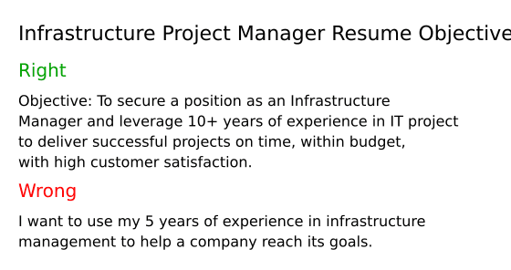 Top 16 Infrastructure Project Manager Resume Objective Examples