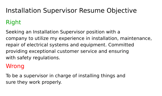 Top 18 Installation Supervisor Resume Objective Examples
