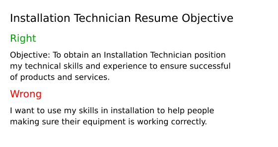 Top 16 Installation Technician Resume Objective Examples