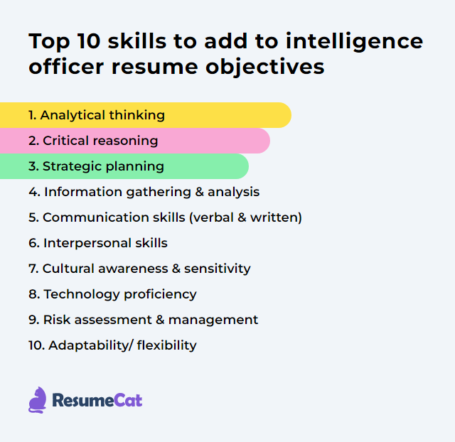 Top 17 Intelligence Officer Resume Objective Examples