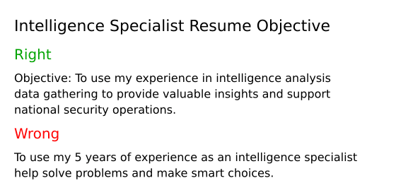 Top 16 Intelligence Specialist Resume Objective Examples