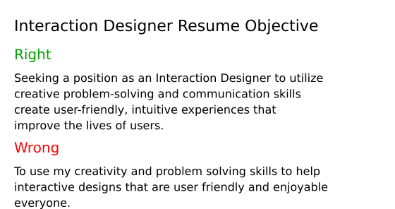 Top 17 Interaction Designer Resume Objective Examples