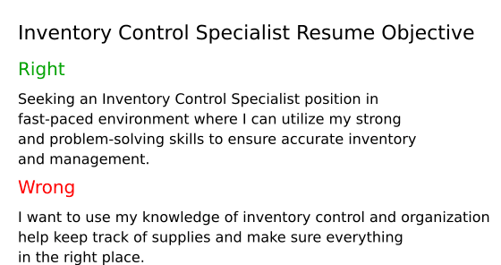 Top 18 Inventory Control Specialist Resume Objective Examples