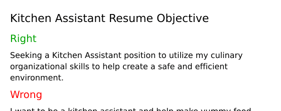 Top 17 Kitchen Assistant Resume Objective Examples