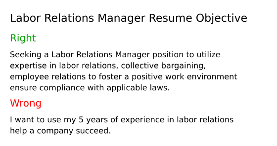 Top 18 Labor Relations Manager Resume Objective Examples