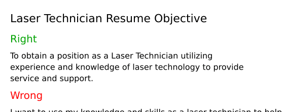 Top 18 Laser Technician Resume Objective Examples