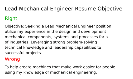 Top 18 Lead Mechanical Engineer Resume Objective Examples