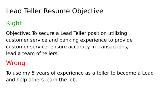 Top 17 Lead Teller Resume Objective Examples | ResumeCat