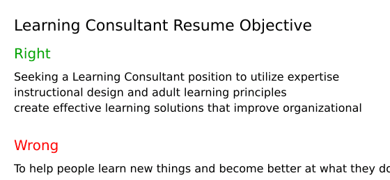 Top 17 Learning Consultant Resume Objective Examples