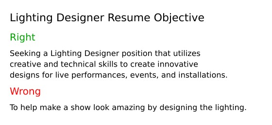 Top 16 Lighting Designer Resume Objective Examples