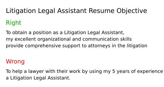 Top 16 Litigation Legal Assistant Resume Objective Examples