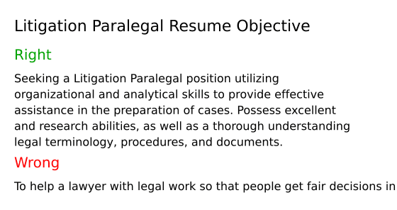 Top 17 Litigation Paralegal Resume Objective Examples