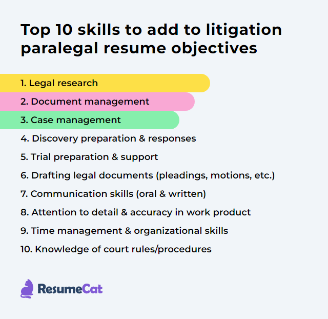 Top 17 Litigation Paralegal Resume Objective Examples