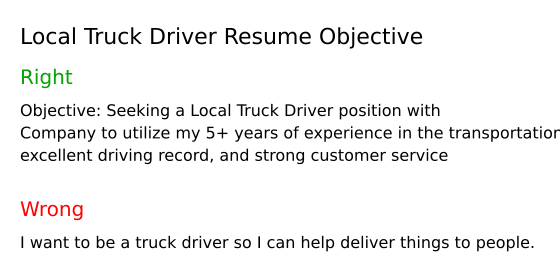 Top 16 Local Truck Driver Resume Objective Examples