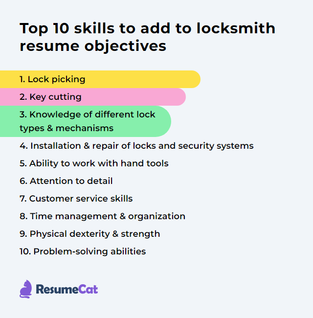 Top 17 Locksmith Resume Objective Examples | ResumeCat