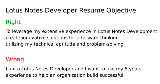 Top 18 Lotus Notes Developer Resume Objective Examples