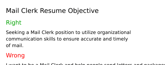 Top 17 Mail Clerk Resume Objective Examples | ResumeCat