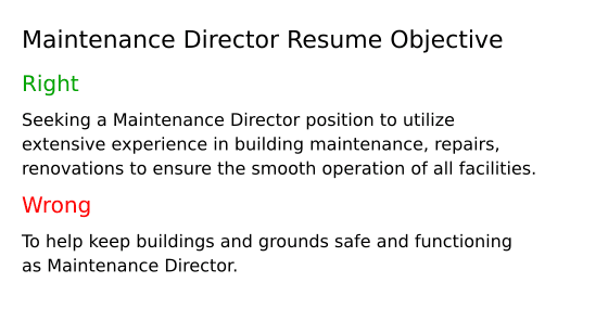 Top 17 Maintenance Director Resume Objective Examples