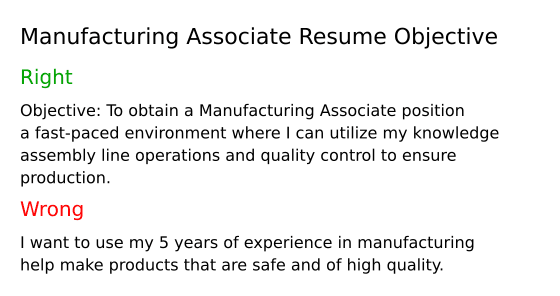 Top 17 Manufacturing Associate Resume Objective Examples