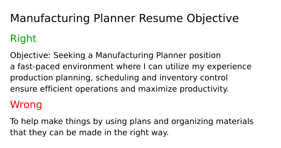 Top 17 Manufacturing Planner Resume Objective Examples