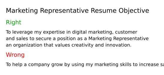 Top 18 Marketing Representative Resume Objective Examples