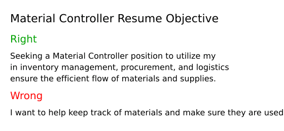 Top 16 Material Controller Resume Objective Examples