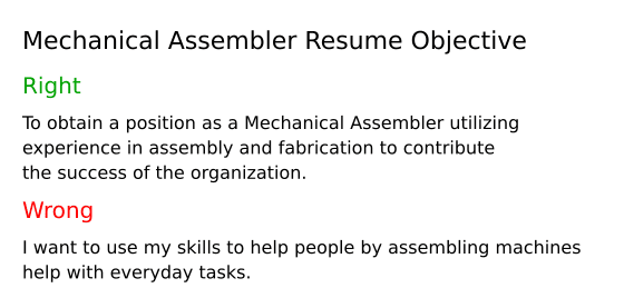 Top 16 Mechanical Assembler Resume Objective Examples