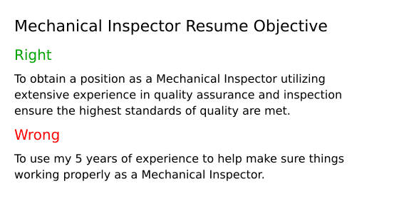Top 16 Mechanical Inspector Resume Objective Examples