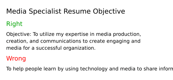Top 16 Media Specialist Resume Objective Examples