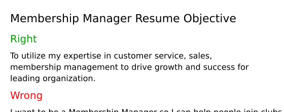 Top 16 Membership Manager Resume Objective Examples