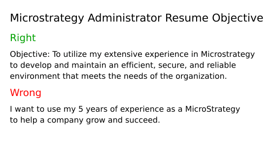 Top 16 Microstrategy Administrator Resume Objective Examples