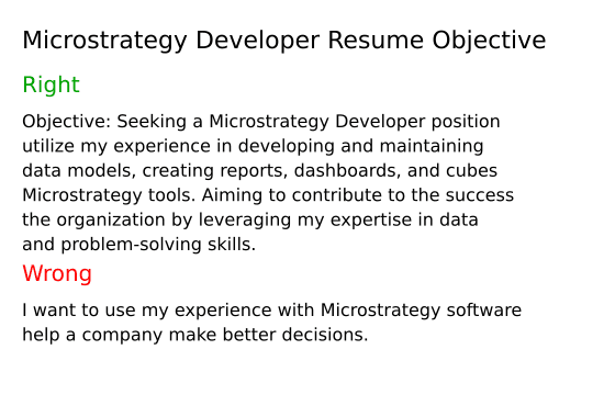 Top 17 Microstrategy Developer Resume Objective Examples