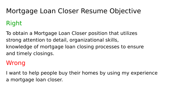 Top 16 Mortgage Loan Closer Resume Objective Examples
