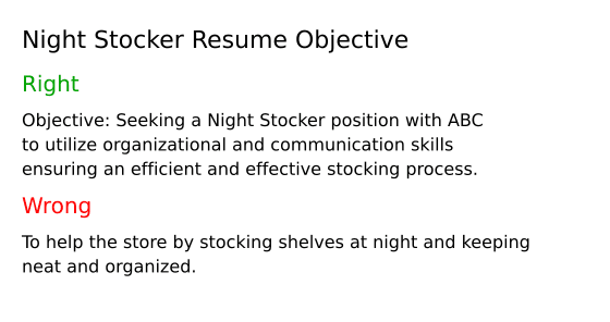 Top 17 Night Stocker Resume Objective Examples | ResumeCat