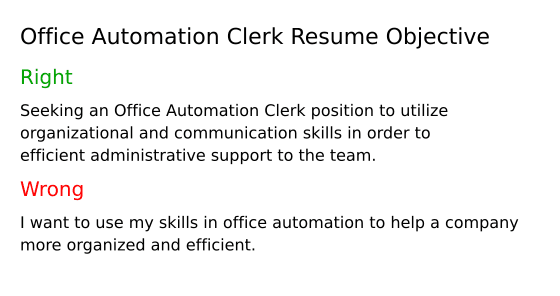 Top 17 Office Automation Clerk Resume Objective Examples
