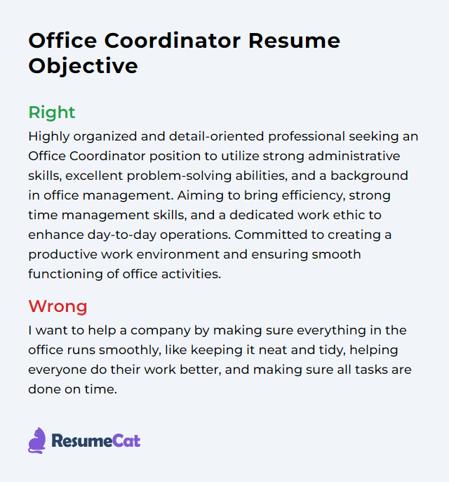 Top 17 Office Coordinator Resume Objective Examples
