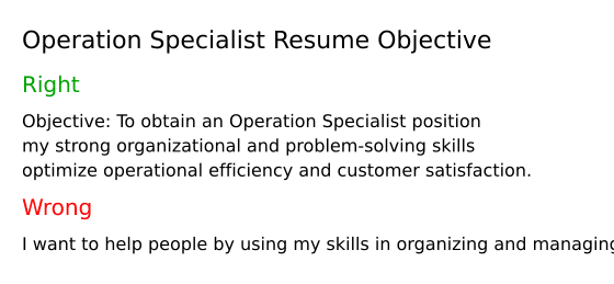 Top 16 Operation Specialist Resume Objective Examples