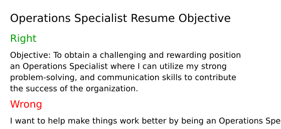 Top 16 Operations Specialist Resume Objective Examples