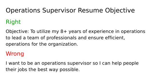 Top 17 Operations Supervisor Resume Objective Examples